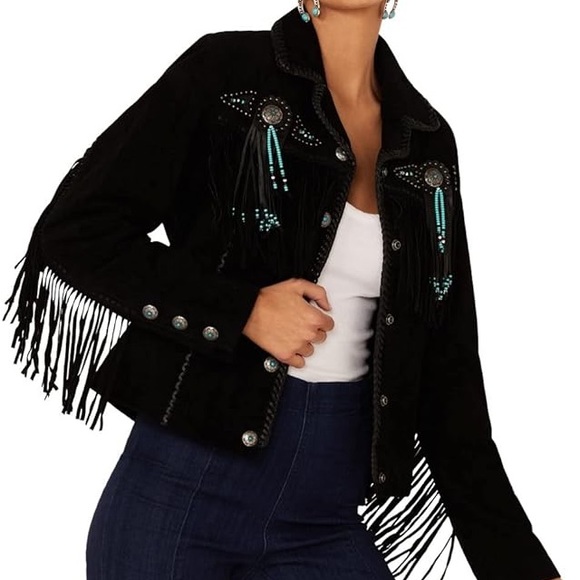 Scully | Jackets & Coats | Scully Womens Fawn Fringe And Beaded Boar ...